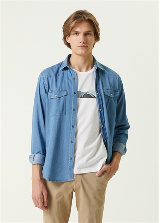 Beymen Club Erkek Comfort Fit Mavi Denim Gömlek S