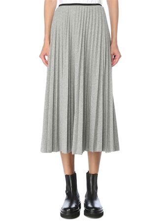 Moncler Kadın Gri Pilili Midi Etek S EU