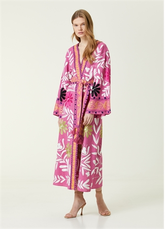 Alexis Kadın Dalie Pembe Çiçek Nakışlı Kaftan XS EU Alexis Kadın Dalie Pembe Çiçek Nakışlı Kaftan XS EU
