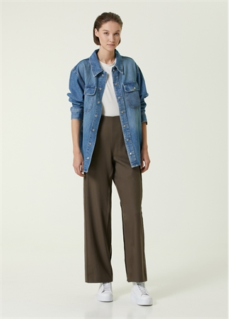 Acne Studios Kadın Kahverengi Dikiş Detaylı Yün Pantolon 36 FR Acne Studios Kadın Kahverengi Dikiş Detaylı Yün Pantolon 36 FR