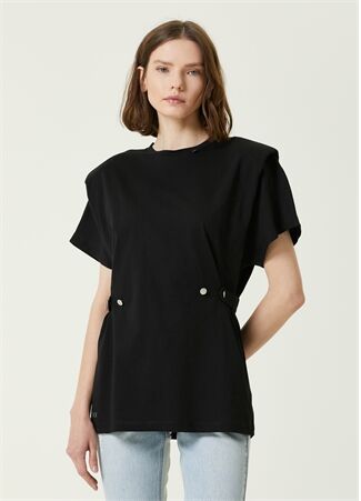 Lol Kadın Valetta Siyah Bisiklet Yaka Vatkalı T-shirt S/M EU