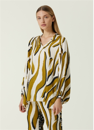 Devotion Kadın Ekru Yeşil Desenli Bluz S EU Devotion Kadın Ekru Yeşil Desenli Bluz S EU