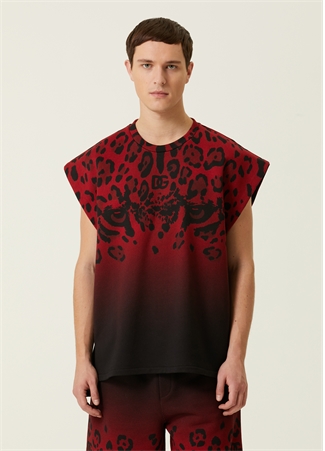 Dolce&Gabbana Erkek Kırmızı Siyah Degrade Leopar Desenli Atlet M EU Dolce&Gabbana Erkek Kırmızı Siyah Degrade Leopar Desenli Atlet M EU