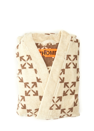 Off-White Krem Vizon Desenli Bornoz Off-White Krem Vizon Desenli Bornoz