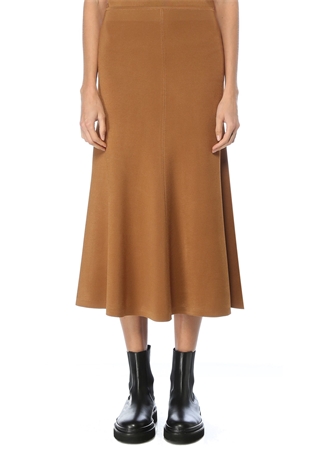 Joseph Kadın Kamel Volanlı Midi Etek Kahverengi XS EU