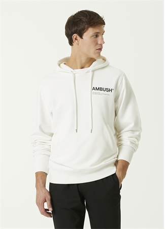 Ambush Erkek Beyaz Kapüşonlu Logolu Sweatshirt S EU Ambush Erkek Beyaz Kapüşonlu Logolu Sweatshirt S EU