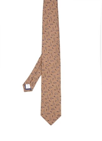 Eton Erkek Bej Şal Desenli İpek Kravat EU