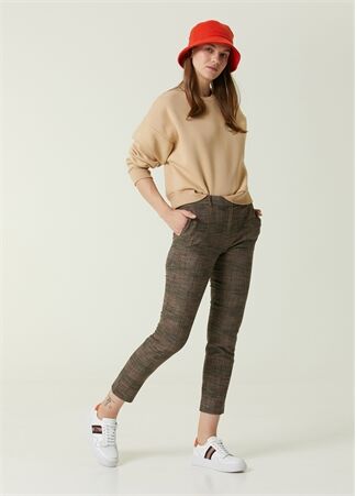 Beymen Club Kadın Kahverengi Desenli Cigaratte Pantolon 42