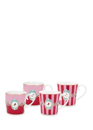 Pip Studio Love Bird Kırmızı Pembe 4lü Porselen Kupa Seti Pip Studio Love Bird Kırmızı Pembe 4lü Porselen Kupa Seti