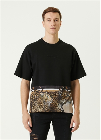 Dolce&Gabbana Erkek Siyah Leopar Desen Detaylı Logolu T-shirt 50 IT Dolce&Gabbana Erkek Siyah Leopar Desen Detaylı Logolu T-shirt 50 IT