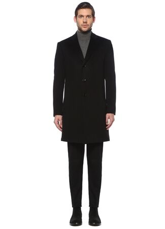 Beymen Collection Erkek Siyah Kelebek Yaka Yün Palto 58 IT