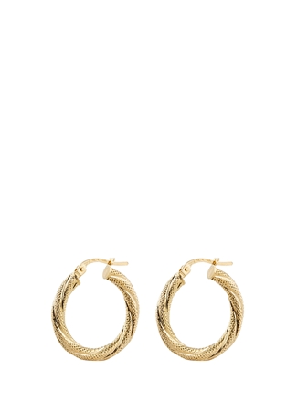 Collection Kadın Burgu Dokulu Halka Formlu Altın Rengi Küpe EU Collection Kadın Burgu Dokulu Halka Formlu Altın Rengi Küpe EU