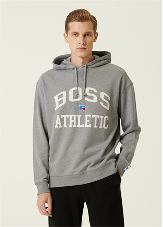 Boss Erkek Gri Kapüşonlu Logolu Sweatshirt L EU Boss Erkek Gri Kapüşonlu Logolu Sweatshirt L EU