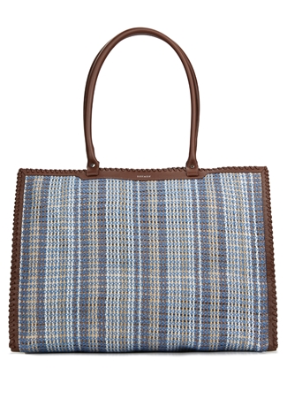 Beymen Kadın Raffia Large Mavi Çizgili Alışveriş Çantası EU Beymen Kadın Raffia Large Mavi Çizgili Alışveriş Çantası EU