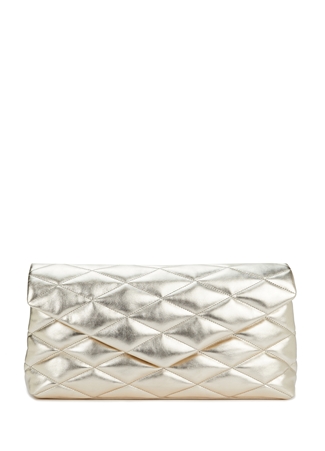 Kadın Gold Kapitone Dokulu Deri El Portföyü Altın Rengi EU