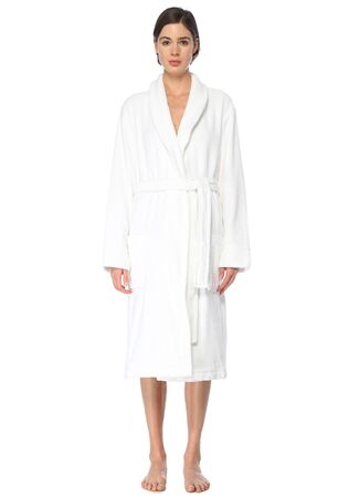 House Of Silk Maison Beyaz Beli Kuşaklı Bornoz