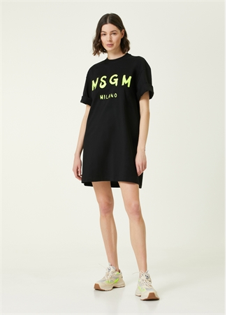 Msgm Kadın Siyah Logolu Mini T-shirt Elbise Xs Eu Msgm Kadın Siyah Logolu Mini T-shirt Elbise Xs Eu