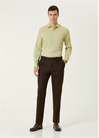 Pal Zileri Erkek Kahverengi Boru Paça Yün Pantolon 58 IT