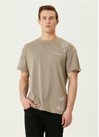 Les Benjamins Erkek Gri Figür Desenli Logolu Oversized T-shirt L Eu Les Benjamins Erkek Gri Figür Desenli Logolu Oversized T-shirt L Eu