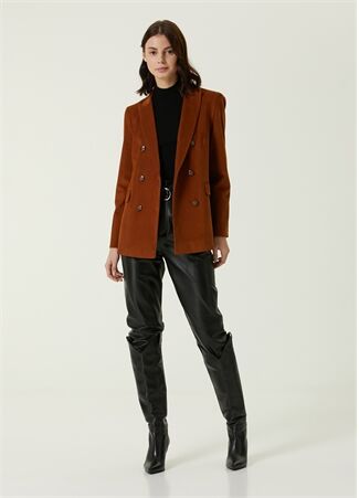 Network Kadın Regular Fit Açık Kahverengi Kruvaze Ceket 42 EU