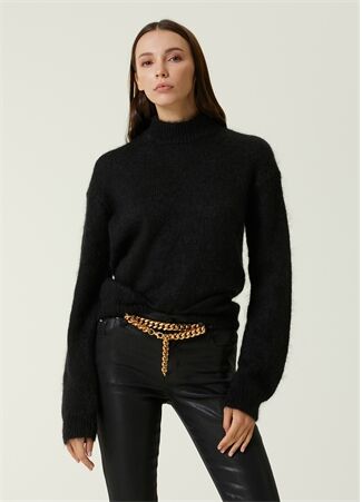 Tom Ford Kadın Siyah Dik Yaka Yün Triko L EU