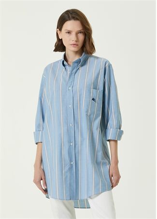 Etro Kadın Oversize Mavi Çizgili Gömlek S EU