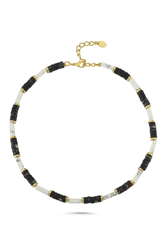 Berrin Özkan Kadın Siyah Beyaz Boncuklu Kolye EU Berrin Özkan Kadın Siyah Beyaz Boncuklu Kolye EU