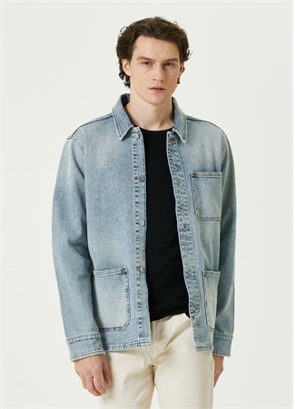 7 For All Mankind Erkek Mavi Denim Gömlek L Eu 7 For All Mankind Erkek Mavi Denim Gömlek L Eu