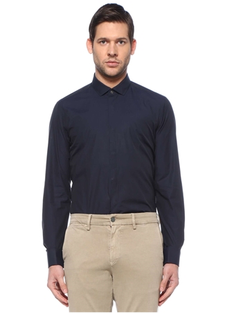 Pal Zileri Erkek Lacivert Küçük Yaka Gömlek 42 IT