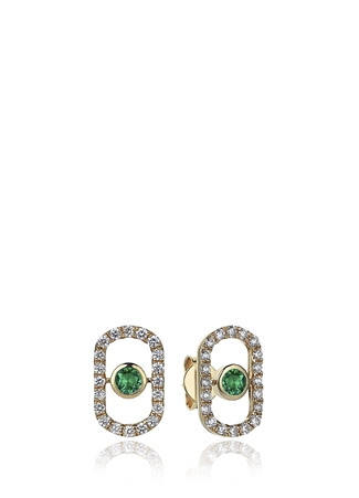 Sim&roz Kadın Otb Studs Oval Formlu Taşlı Altın Rengi Küpe Yeşil Eu Sim&roz Kadın Otb Studs Oval Formlu Taşlı Altın Rengi Küpe Yeşil Eu