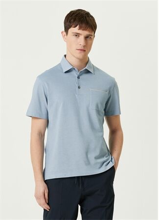 Zegna Erkek Mavi Polo Yaka Cepli T-shirt 48 It Zegna Erkek Mavi Polo Yaka Cepli T-shirt 48 It