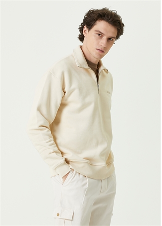 Les Deux Erkek Ekru Yakası Fermuarlı Logo Nakışlı Sweatshirt Bej S Eu Les Deux Erkek Ekru Yakası Fermuarlı Logo Nakışlı Sweatshirt Bej S Eu