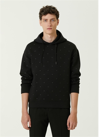 Emporio Armani Erkek Siyah Kapüşonlu Mikro Logo Desenli Sweatshirt M EU Emporio Armani Erkek Siyah Kapüşonlu Mikro Logo Desenli Sweatshirt M EU