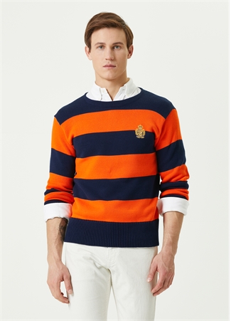 Polo Ralph Lauren Erkek Turuncu Lacivert Şeritli Kazak S EU Polo Ralph Lauren Erkek Turuncu Lacivert Şeritli Kazak S EU