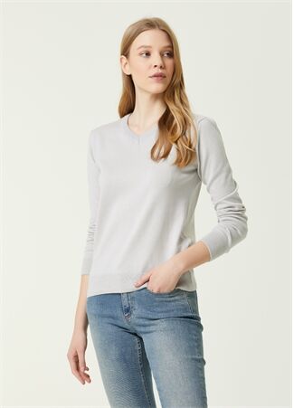 Beymen Club Kadın Gri V Yaka Basic Kazak S EU