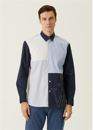 Jw Anderson Erkek Lacivert Desen Detaylı Gömlek 50 IT Jw Anderson Erkek Lacivert Desen Detaylı Gömlek 50 IT