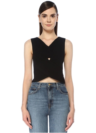 Off-White Kadın Siyah Lazer Kesim Detaylı Cropped Body 42 IT