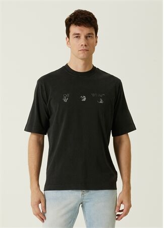 Off-White Erkek Siyah Logo Detaylı T-shirt S EU