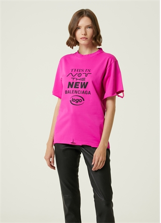 Balenciaga Kadın Şeftali Baskılı Yıpratmalı T-shirt Pembe S EU Balenciaga Kadın Şeftali Baskılı Yıpratmalı T-shirt Pembe S EU