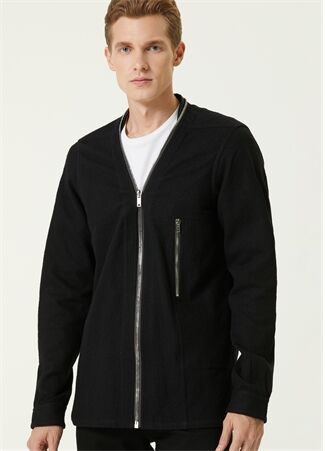 Rick Owens Erkek Siyah Dik Yaka Gömlek 50 IT