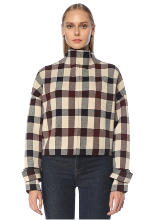 Victoria by Beckham Kadın Colorblocked Kareli Triko L EU Victoria by Beckham Kadın Colorblocked Kareli Triko L EU