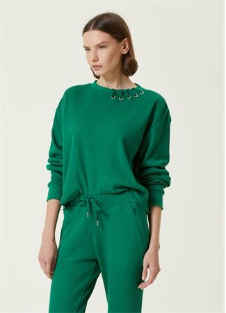 Bassigue Kadın Yeşil Waffle Dokulu Sweatshirt L EU