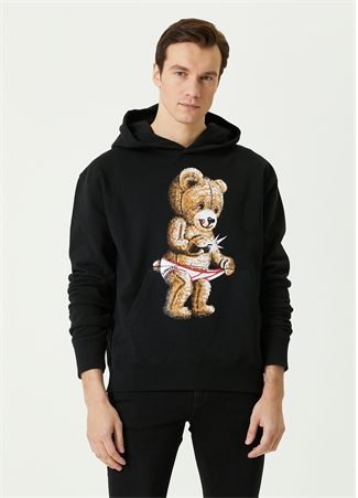Domrebel Erkek Snap Siyah Kapüşonlu Figür Baskılı Sweatshirt S EU Domrebel Erkek Snap Siyah Kapüşonlu Figür Baskılı Sweatshirt S EU
