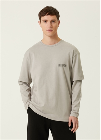 Qollanchi Erkek Now What Bej Logolu Uzun Kollu T-shirt Gri S EU Qollanchi Erkek Now What Bej Logolu Uzun Kollu T-shirt Gri S EU