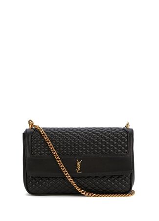 Kadın Victoire Siyah Kapitoneli Deri Omuz Çantası EU