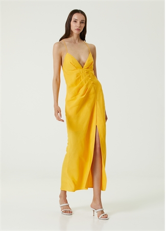 Significant Other Kadın Maria Sarı V Yaka Midi Elbise 2 US Significant Other Kadın Maria Sarı V Yaka Midi Elbise 2 US