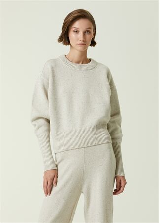 Joseph Kadın Ekru Bisiklet Yaka Nopeli Yün Kazak Bej M EU