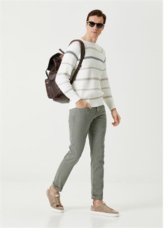 Brunello Cucinelli Erkek Yeşil Dar Paça Jean Pantolon 52 IT