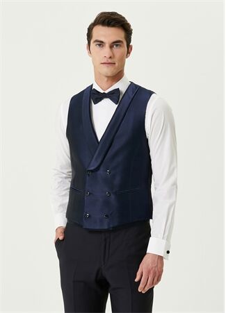 Pal Zileri Erkek Mavi İpek Yelek 48 IT