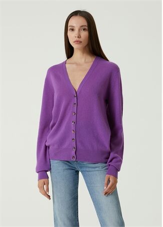 Khaite Kadın Mor V Yaka Kaşmir Hırka M EU